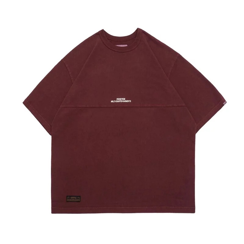PERSEVERE PIGMENT-DYED PANEL T-SHIRT - CLARET RED XL | 蝦皮購物