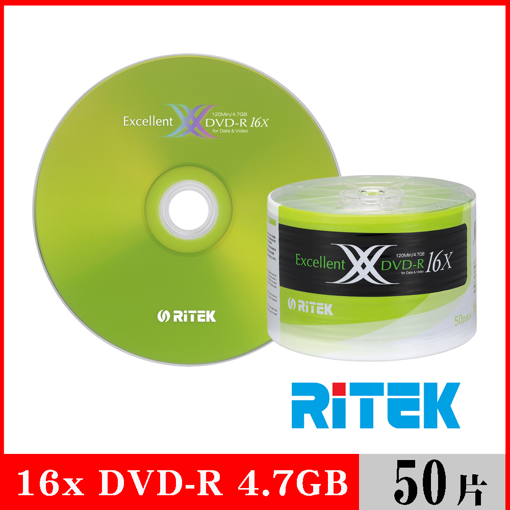 【RITEK錸德】 16x DVD-R 4.7GB X版/50片裸裝 | 蝦皮購物
