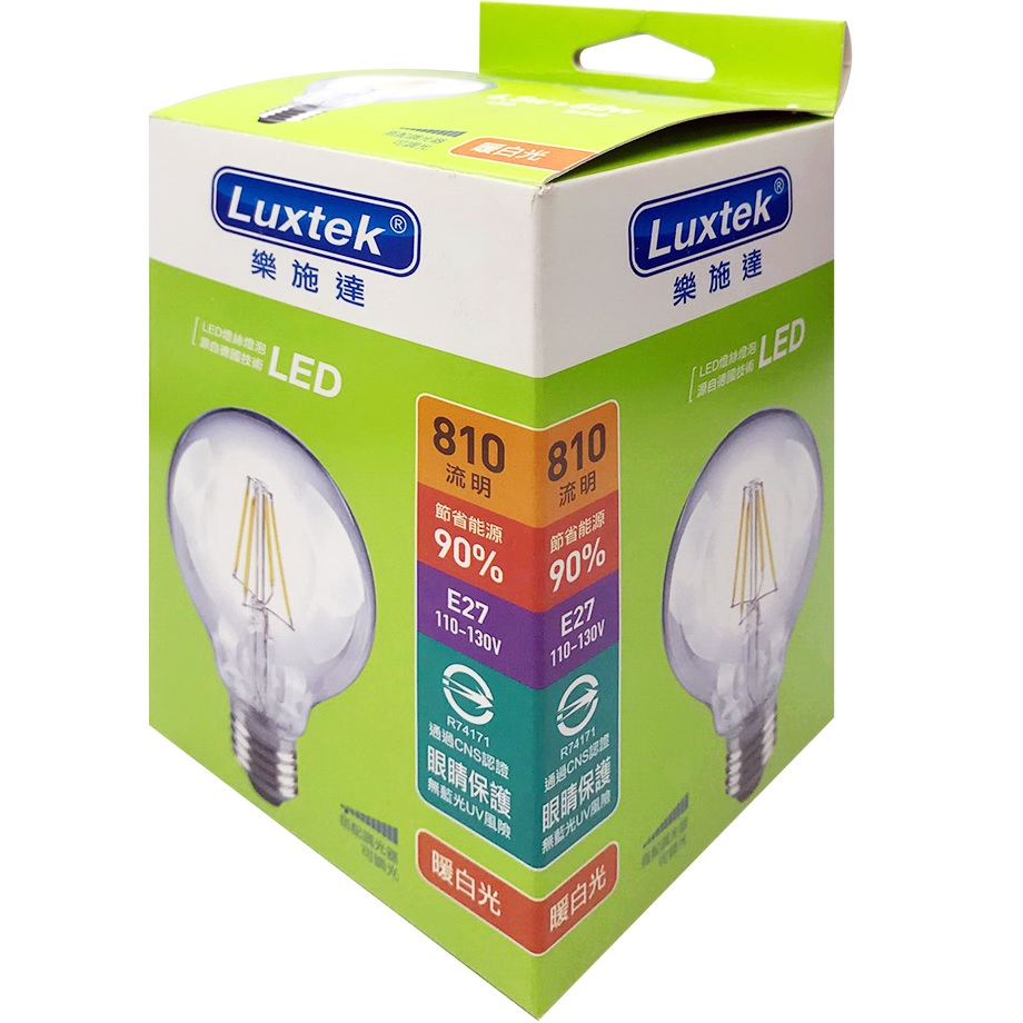 【原廠公司貨】Luxtek 樂施達 6.5W 可調光LED燈絲燈泡 E27型 暖白光 | 蝦皮購物