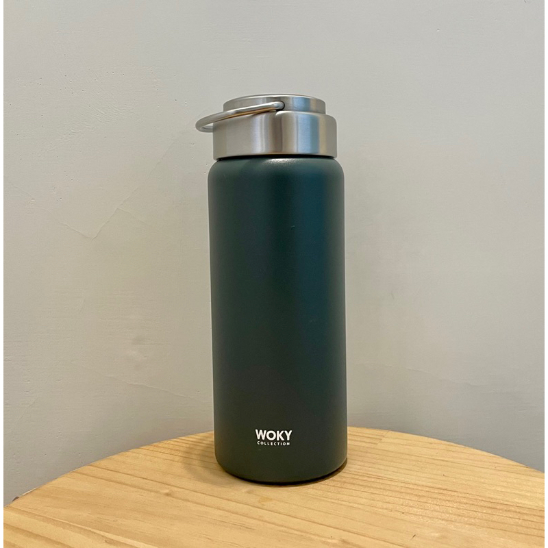 二手8成新 WOKY提手輕芯鈦瓷易潔層保溫瓶500ml(墨綠色） | 蝦皮購物