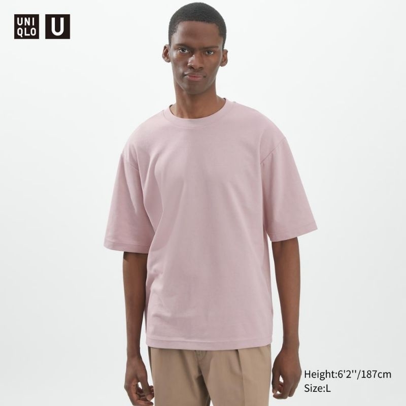 Uniqlo U AIRism 寬版圓領T恤 XL Pink 全新 | 蝦皮購物
