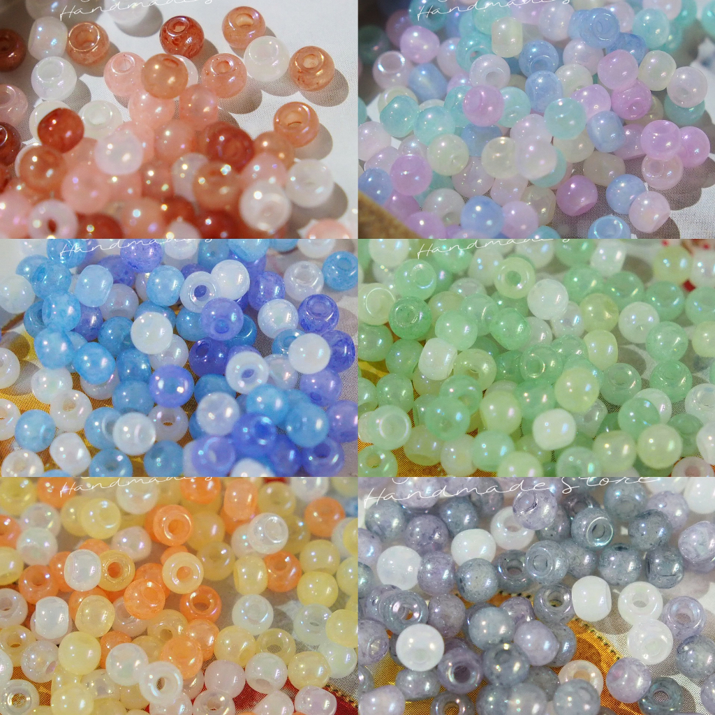 J.L.N.4mm米珠 玻璃珠 混色幻彩珠10g | 蝦皮購物