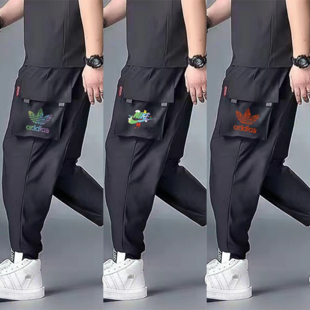 M-10XL 大碼 印花長褲 側邊大口袋 鬆緊腰帶 薄款 工作褲 九分褲 縮口褲 長褲男 大碼長褲 運動褲 運動長褲 | 蝦皮購物