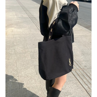 YSL 帆布包 購物袋 手提袋 托特包 金色刺繡 厚實挺包 雜誌附錄包 手提包附錄包 雜誌包 外出包 | 蝦皮購物