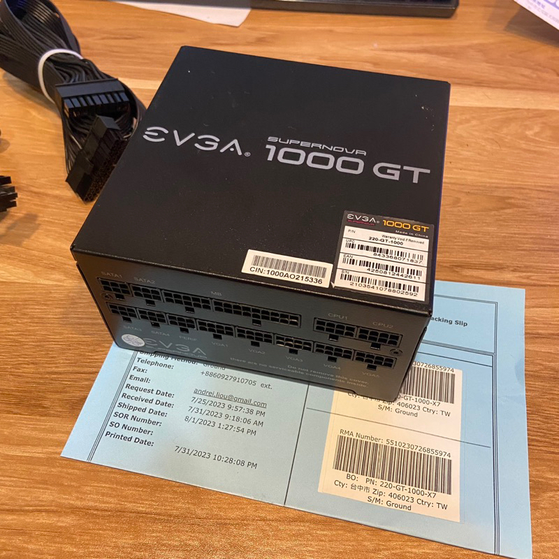 二手 RMA EVGA 1000W GT 電源供應器 80+金牌電源供應器 PUS 原廠保固十年 | 蝦皮購物