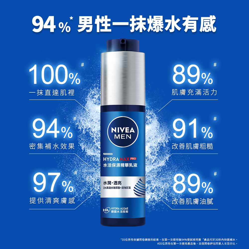 【nivea 妮維雅】男士水活保濕精華水乳液凝露潔面乳潔面泥化妝水海洋巨藻萃取2倍玻尿酸 蝦皮購物