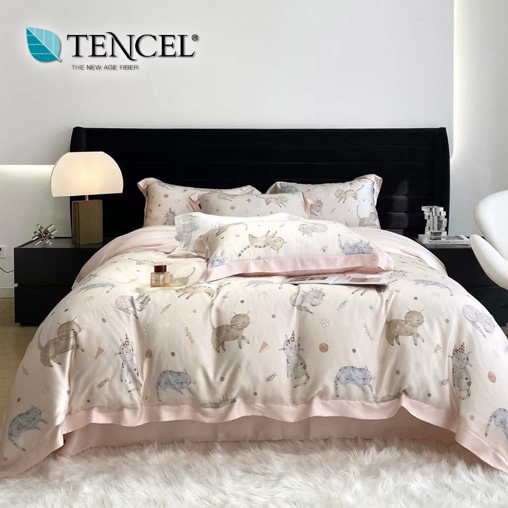 60支100%純天絲TENCEL【雙人 加大 特大組合】規格可選 兩用被床包四件組 七件式鋪棉床罩組 喵趣 | 蝦皮購物