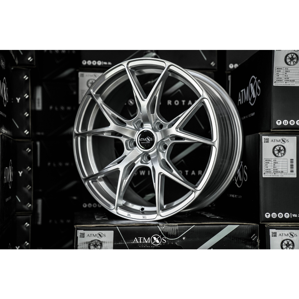 桃園新竹【嘉輪輪胎】 ATMOS X14 旋壓鋁圈 5/108 5/112 5/114 18吋 閃銀 槍灰 聊聊甜甜價 | 蝦皮購物