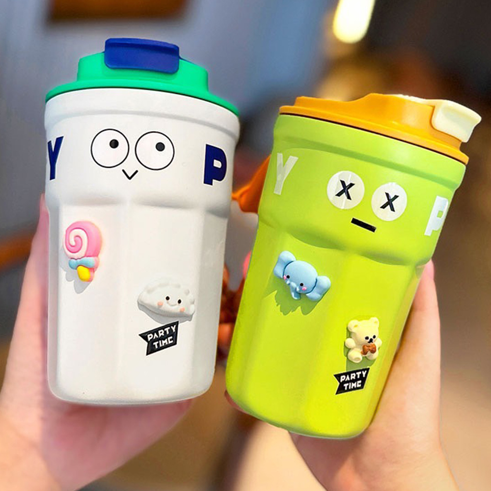 【戀戀有魚】奇趣表情卡通直飲保溫杯 網紅杯 保溫杯 316不鏽鋼 彈蓋杯 學生 禮物 便攜 表情杯 保冰保冷杯 汽車水杯 | 蝦皮購物