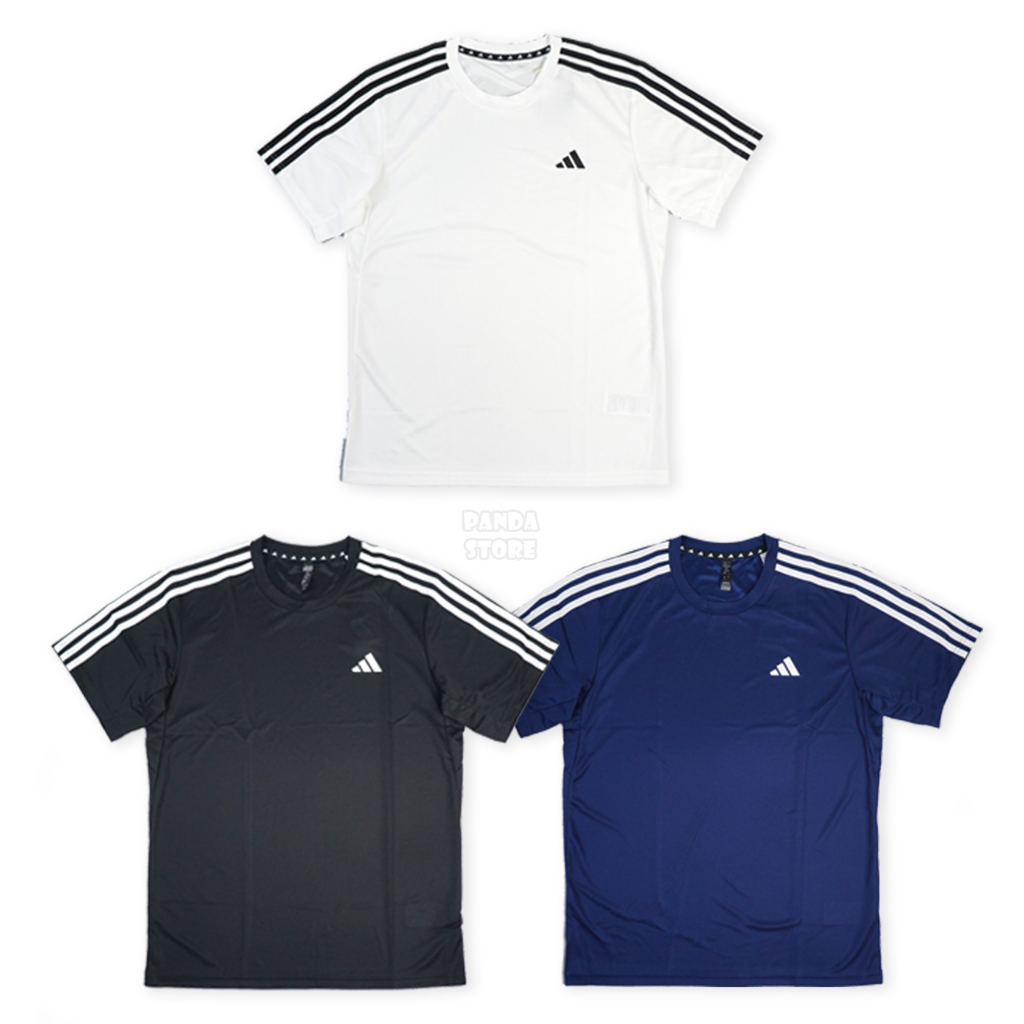 胖達）ADIDAS 三線 排汗 運動 短袖 短T IB8152 藍 IB8150 黑 IB8151 白 男 | 蝦皮購物