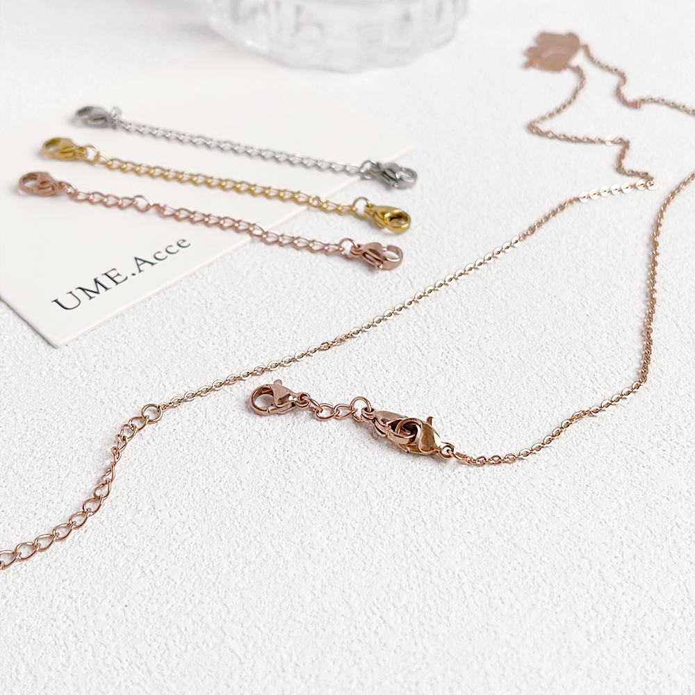 [鈦鋼]手鍊加長鍊 項鍊加長鍊 延長鏈配件 【UME】DIY配件/龍蝦扣 彈簧扣/鈦鋼鍊/鍍18K金 | 蝦皮購物