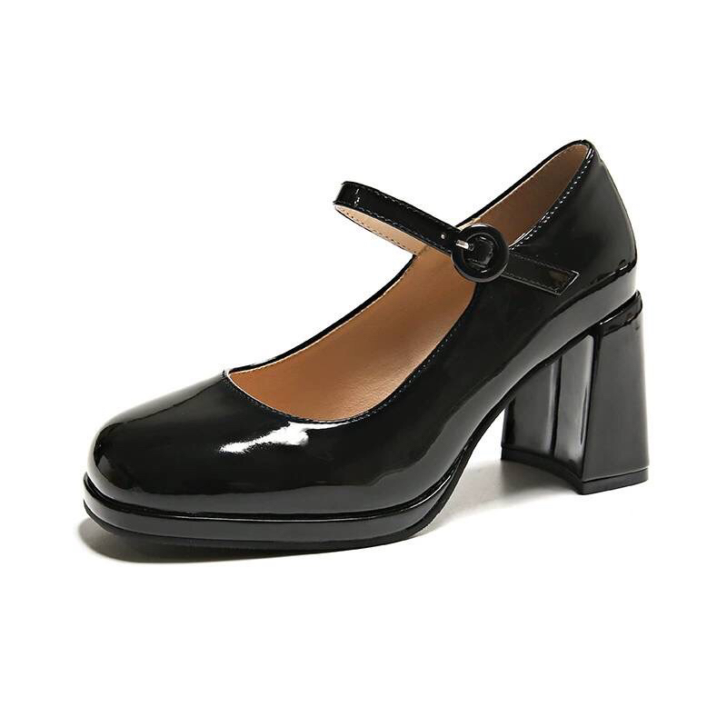 【Joyishoes 台灣出貨】瑪莉珍鞋 高跟鞋 粗跟高跟鞋 跟鞋 亮漆皮跟鞋 方頭高跟鞋 方頭粗跟鞋#3280 | 蝦皮購物