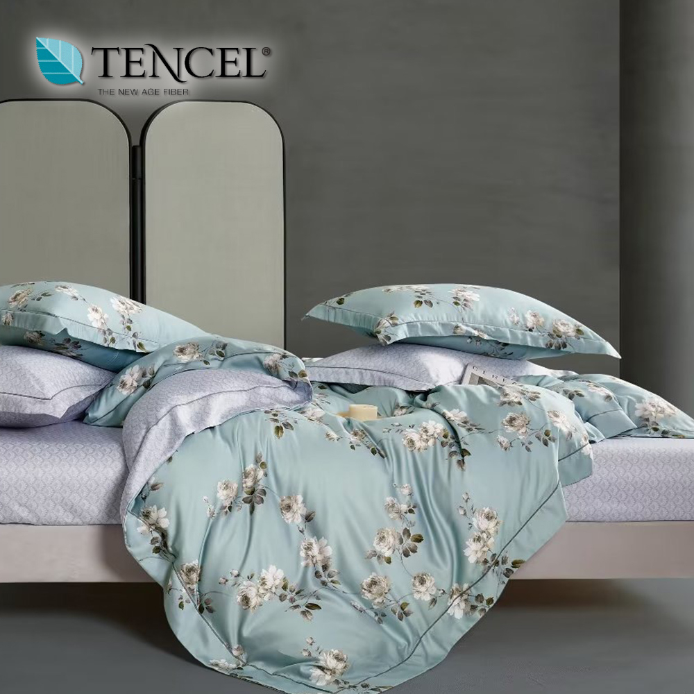 40支100%純天絲TENCEL【雙人 加大 特大組合】規格可選 35公分 床包四件組 床罩七件組 千柳藍 | 蝦皮購物