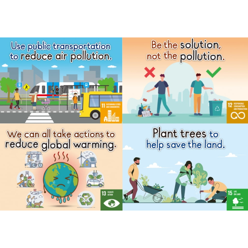 39教具館 教室佈置 插畫 英文 情境佈置A3海報-SDGs環境篇 | 蝦皮購物