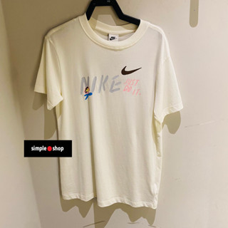 【Simple Shop】NIKE 手寫 小花 米白 小勾 塗鴉 Logo 短袖 運動短袖 短T FJ7714-133 | 蝦皮購物