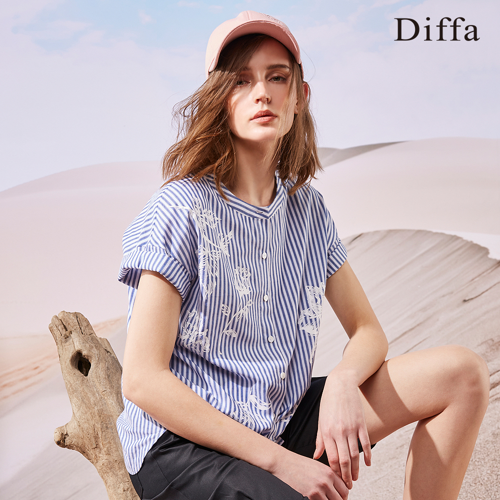 【Diffa】撞色條紋緹花襯衫3768-8252 | 蝦皮購物