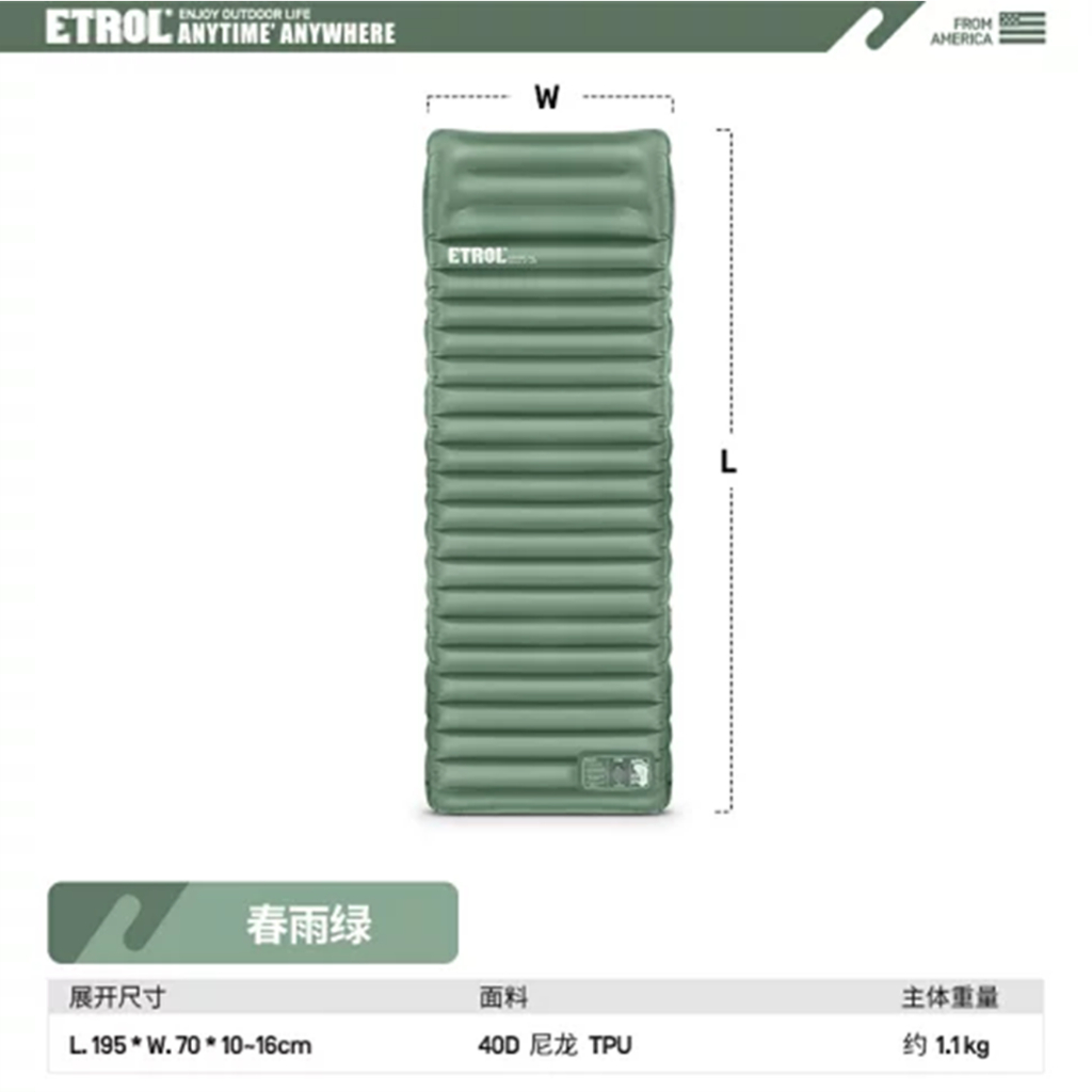 （二手 / 九成新）美國ETROL 單人床墊 充氣床 露營 登山 露營 充氣床墊 拼接 | 蝦皮購物