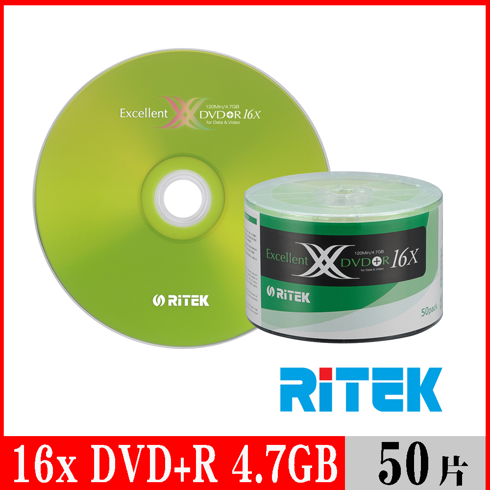 【RITEK錸德】 16x DVD+R 4.7GB X版/50片裸裝 | 蝦皮購物