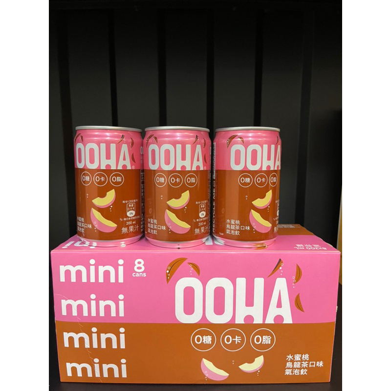 OOHA氣泡飲 水蜜桃烏龍茶迷你罐200ml(8入零糖零卡零脂) | 蝦皮購物