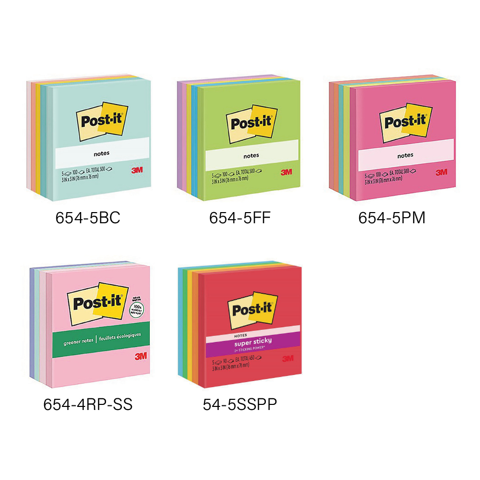Post-it 3M 狠黏便條紙 五色紙磚 (654-5SS系列) 便利貼 便條貼 MEMO【久大文具】0147 | 蝦皮購物