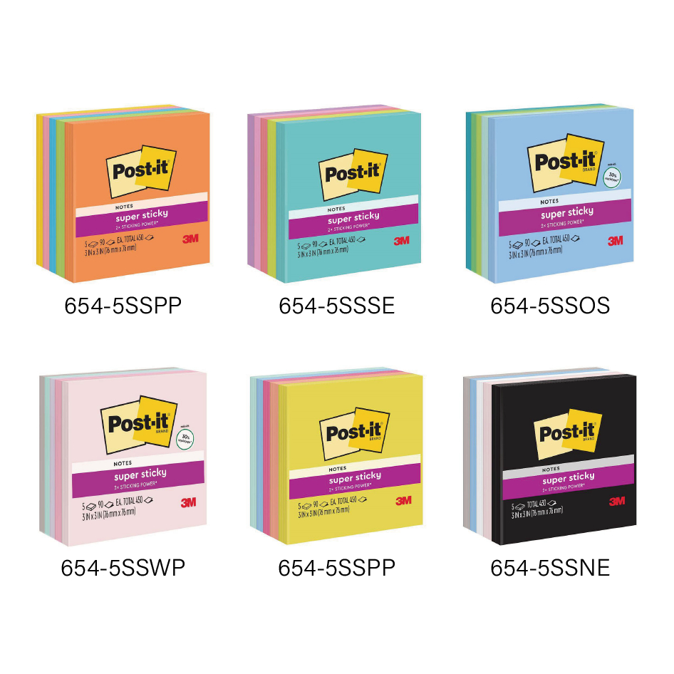 Post-it 3M 狠黏便條紙 五色紙磚 (654-5SS系列) 便利貼 便條貼 MEMO【久大文具】0147 | 蝦皮購物