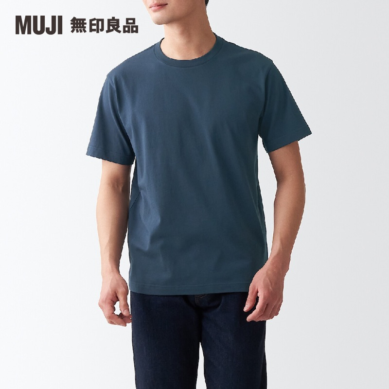 【MUJI 無印良品】男有機棉水洗天竺圓領短袖T恤 暗藍M | 蝦皮購物