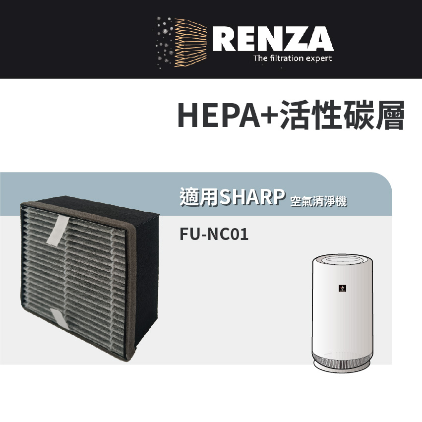 適用Sharp夏普 FU-NC01 FU-NC01-W 360度呼吸圓柱空氣清淨機FZ-N15SFE HEPA活性碳濾網 | 蝦皮購物