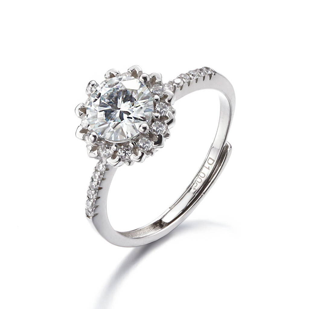 隔日到貨 雪花 2克拉 圓鑚 D 3EX VVS1 八心八箭 摩星鑚 莫桑鑽 戒指 可調式戒圍 1888 | 蝦皮購物