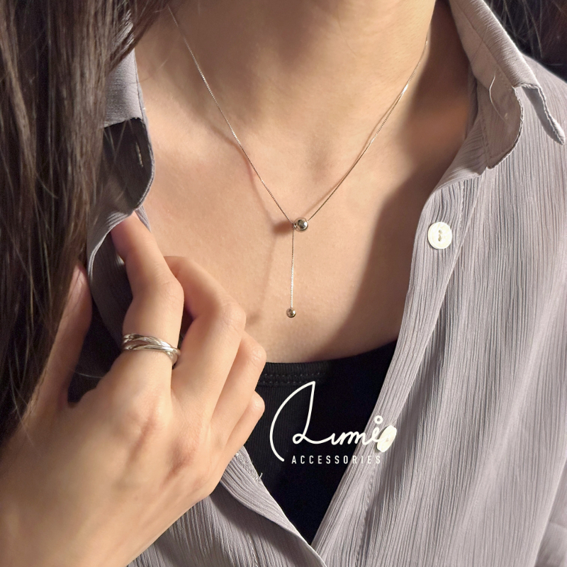 [ALUMI] 現貨-光珠銀鍊｜S925純銀 鍍18K金 大小光珠 項鍊 短項鍊 飾品 純銀項鍊 | 蝦皮購物