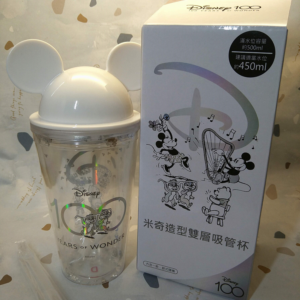 現貨 7-11 迪士尼100週年 米奇造型雙層吸管杯 白色款 450ml | 蝦皮購物