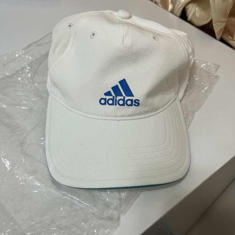 adidas sample 全白滾邊 藍色 透氣網球帽 棒球帽 | 蝦皮購物