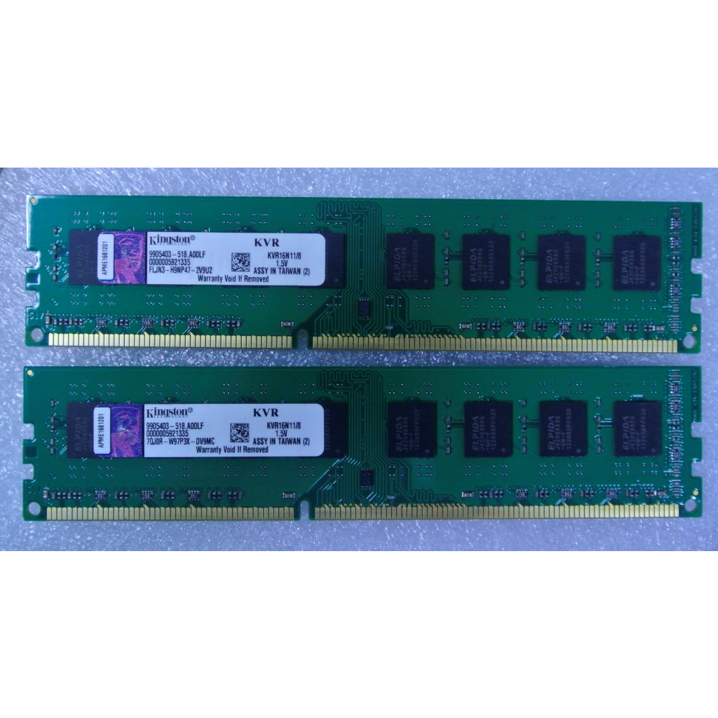 立騰科技電腦 ~ Kingston 金士頓 DDR3-1600 (8G*2)16G 桌上型記憶體(KVR16N11/8) | 蝦皮購物