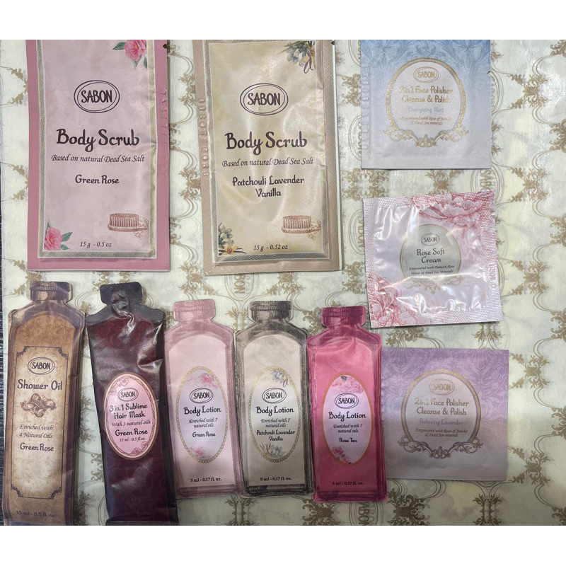 🌟關注賣場折40🌟Sabon試用包 沐浴油 身體乳 髮膜 小樣 買10送2（隨機） | 蝦皮購物