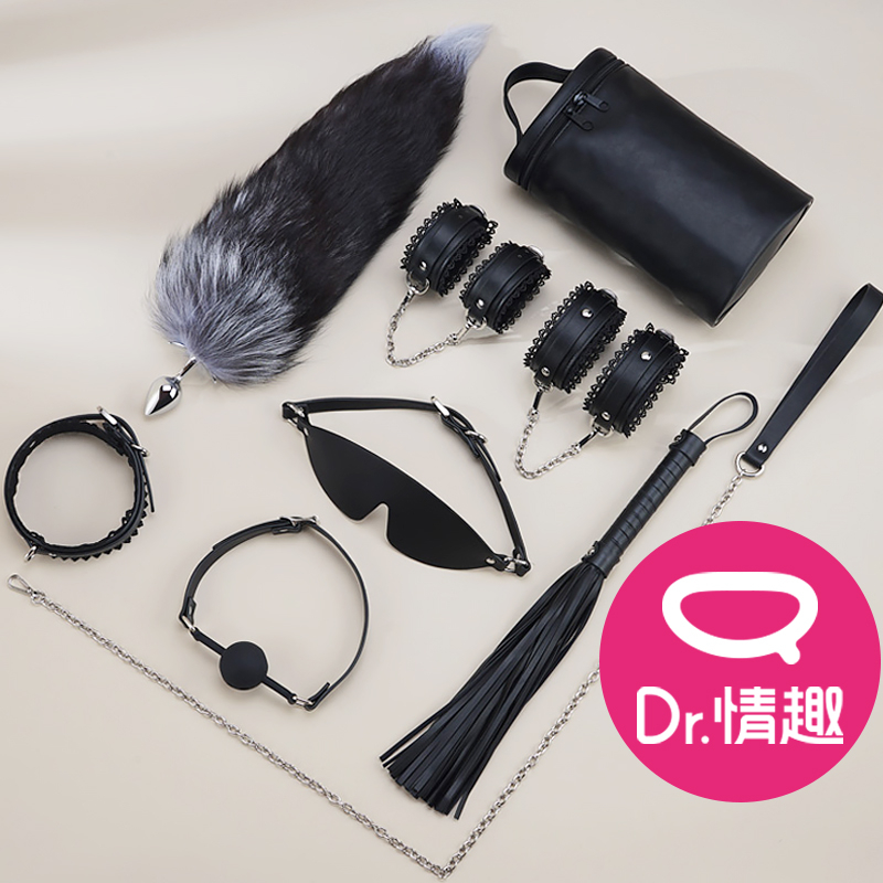 Roomfun 蕾絲皮革束縛套裝 手銬腳銬 口球眼罩 項圈散鞭 尾巴肛塞套組 BDSM調教道具 Dr.情趣 台灣現貨 | 蝦皮購物