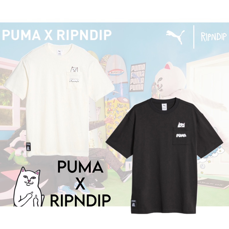 PUMA RIPNDIP Pocket 短袖上衣 中指貓 聯名 口袋T 短T 白62219565 黑62219501 | 蝦皮購物