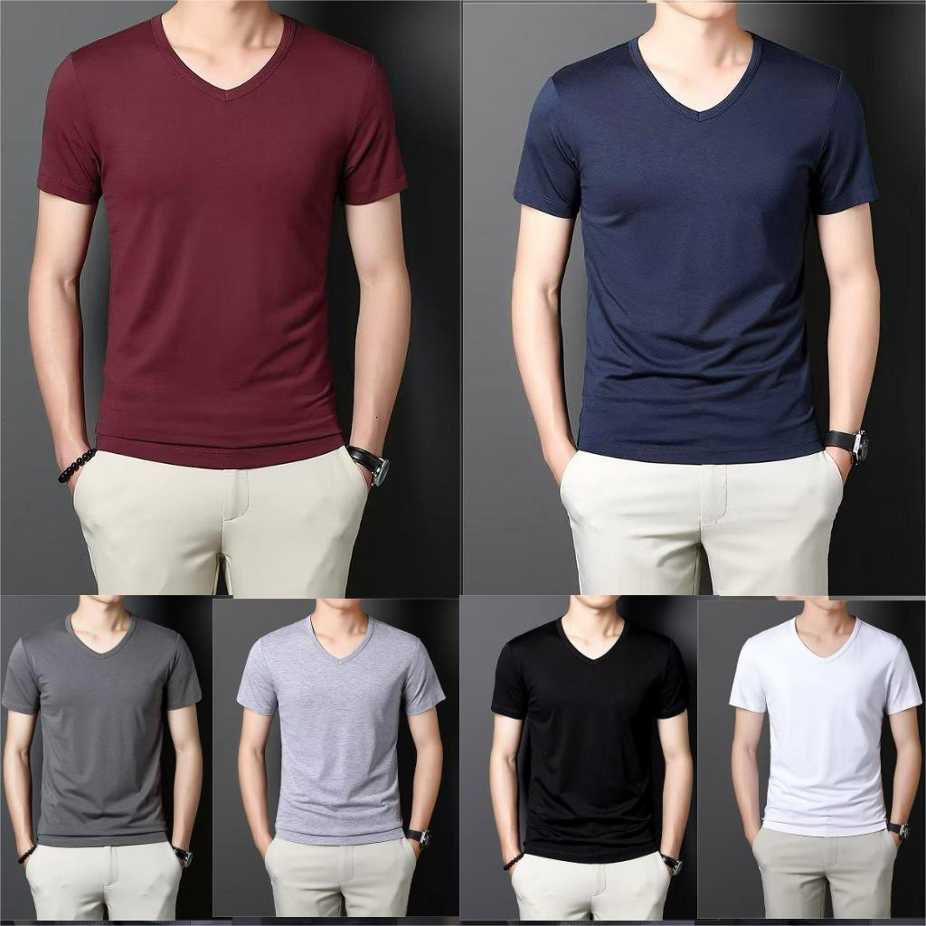 短袖T恤男【M-5XL】純色素色男士短袖t恤 大尺碼內搭打底衫 休閒寬鬆百搭V領短袖上衣 潮流ins時尚潮牌學生上衣短t | 蝦皮購物