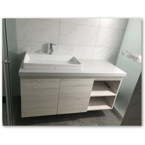 TOTO檯面盆LW1617CTW+韓國人造石檯面 120公分+ 木紋防水浴櫃 +開放層板+臉盆龍頭TLS03301PC | 蝦皮購物