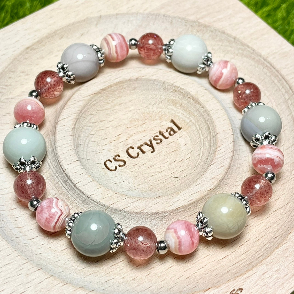 CS Crystal 編號309 - 高瓷化奶昔阿拉善瑪瑙+紅紋石+草莓晶設計款 | 蝦皮購物