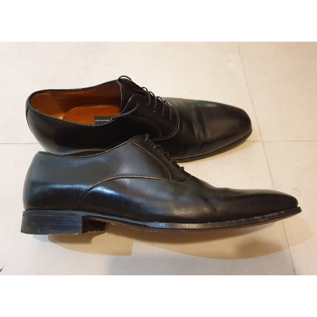 a.testoni testoni 二手 黑色皮鞋 義大利製 Black Label UK 5.5 | 蝦皮購物