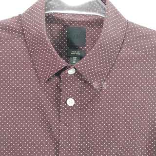 SH03二手女襯衫｜秋｜H&M｜165/72A｜S｜SLIM FIT｜EASY IRON｜棗紅/暗紅白點合身長袖襯衫｜好 | 蝦皮購物