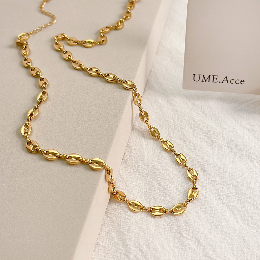 [鈦鋼.項鍊] 串串相思豆項鍊 / 2色【UME】洗澡可戴 不退色項鍊 鍍18K金 | 蝦皮購物