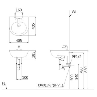 【CAESAR凱撒】原廠現貨含運不含龍頭 L2014H角落轉角面盆 L2140S小尺寸寬40公分單雙孔面盆可搭長腳 | 蝦皮購物