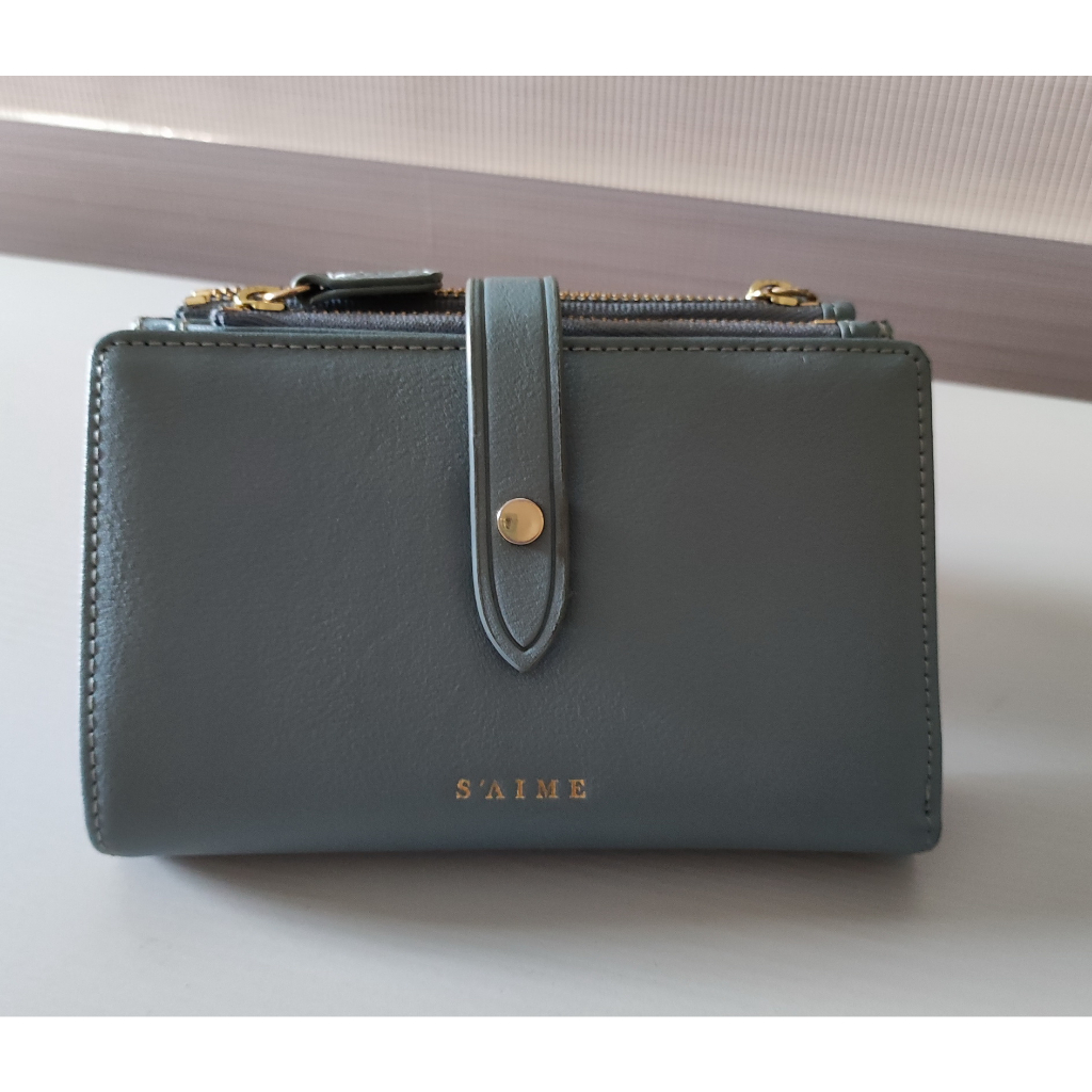 S’AIME 女中夾-真皮雙釦式拉鍊中夾 | 蝦皮購物