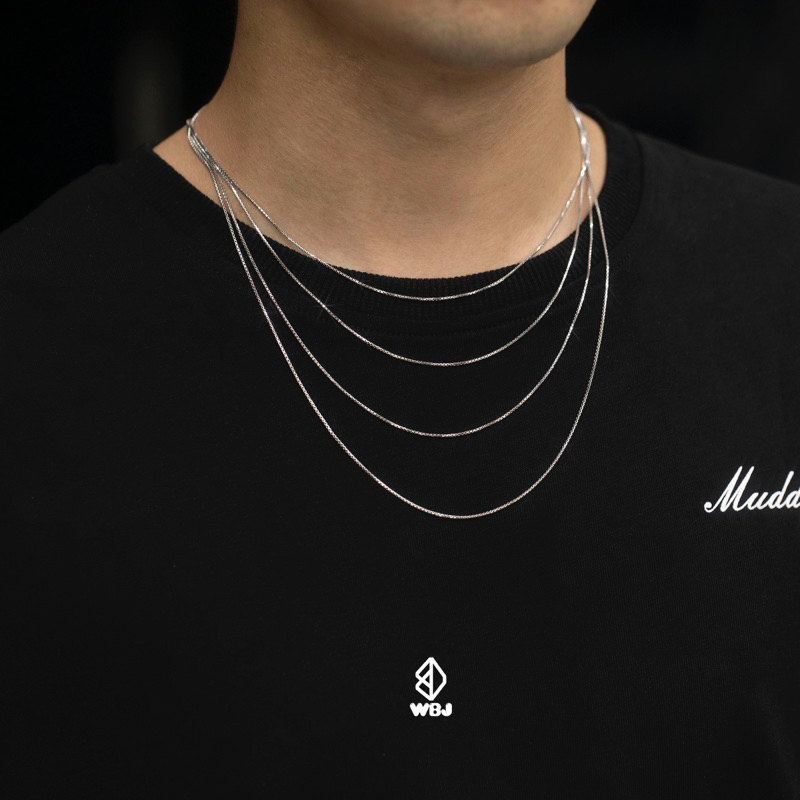WBJ訂製珠寶 1mm純銀實盒子鍊 925銀 純銀項鍊 嘻哈項鍊 | 蝦皮購物