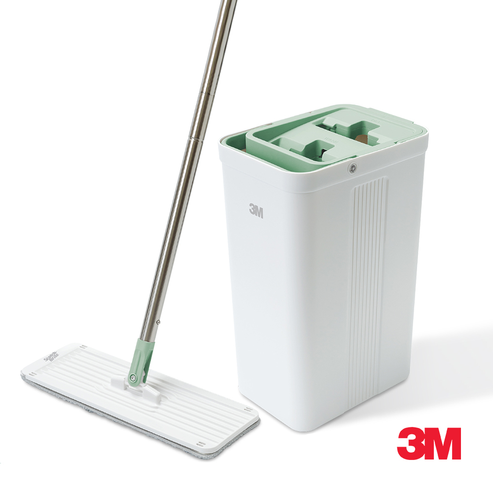 3M HFB002 百利輕巧型免手洗平板拖把刮水桶(莫蘭迪綠) | 蝦皮購物