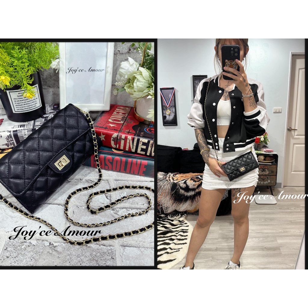 Joy'ce Amour 全真皮小香風菱格翻蓋轉釦WOC斜背包 | 蝦皮購物