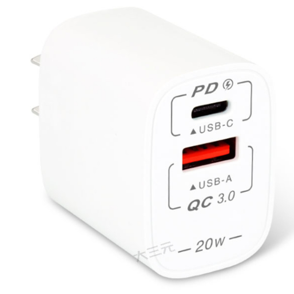 NDr.AV 聖岡科技 （USB-20AC）PD + QC 20W 雙孔 極速快充 充電器 | 蝦皮購物