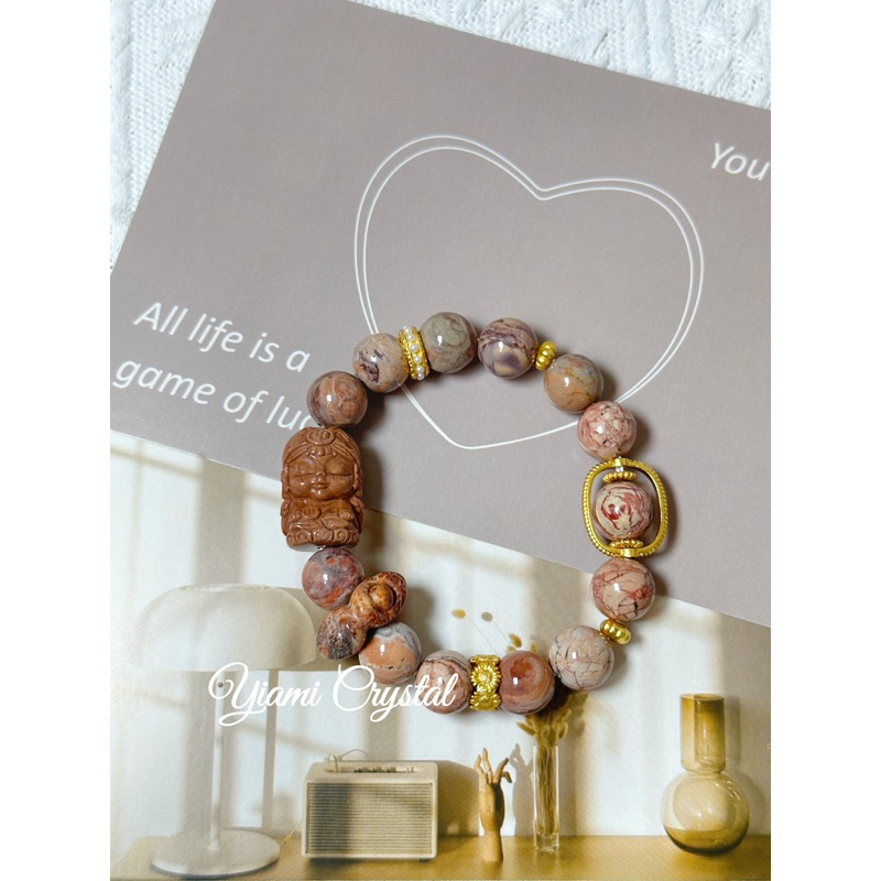 ║YIAMI伊亞咪║扎基拉姆 古典橘幻彩阿拉善 珊瑚玉設計手串 | 蝦皮購物