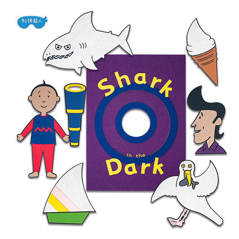 大款Shark in the dark故事，底板39*28公分繪本不織布，英語教學道具,可以跟小朋友玩猜猜看遊戲喔 | 蝦皮購物
