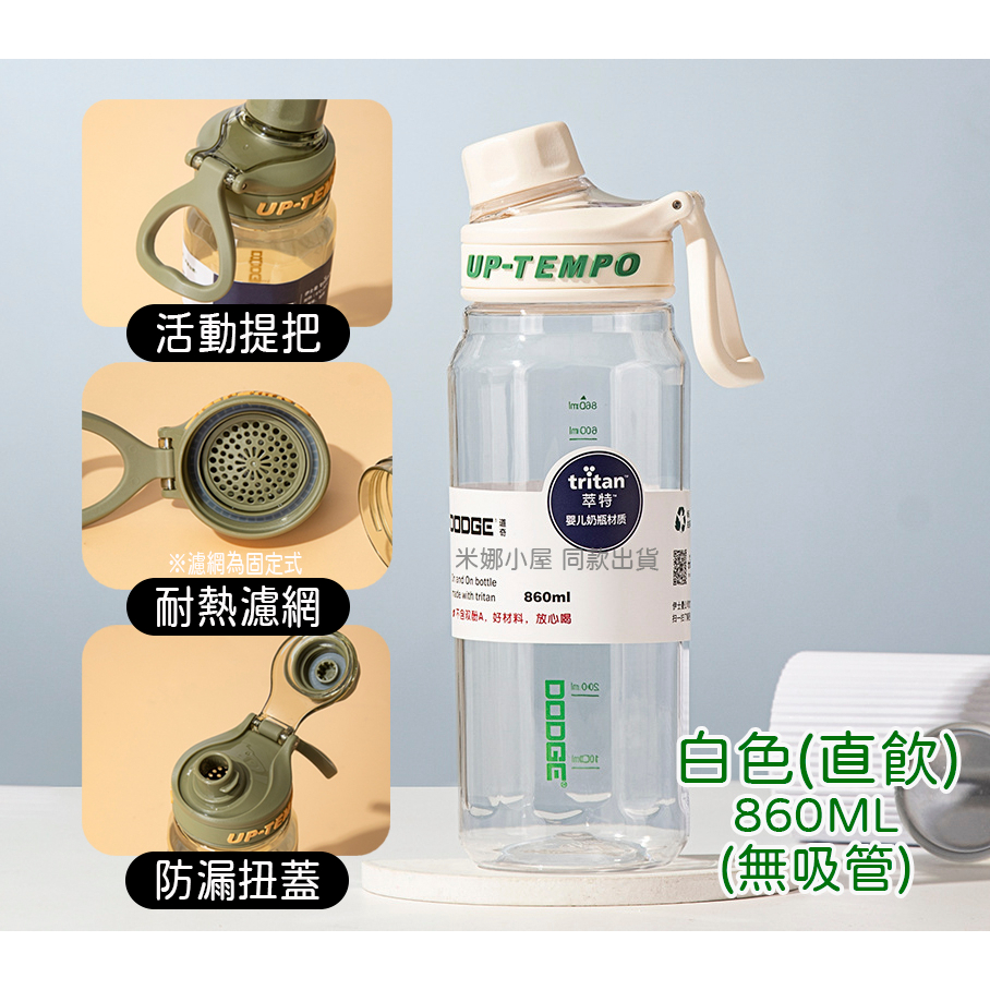 【台中現貨】道奇DODGE Tritan材質 860ml 轉蓋運動水壺 濾網 耐熱水壺 運動水壺 國小生水壺 濾網不會不 | 蝦皮購物